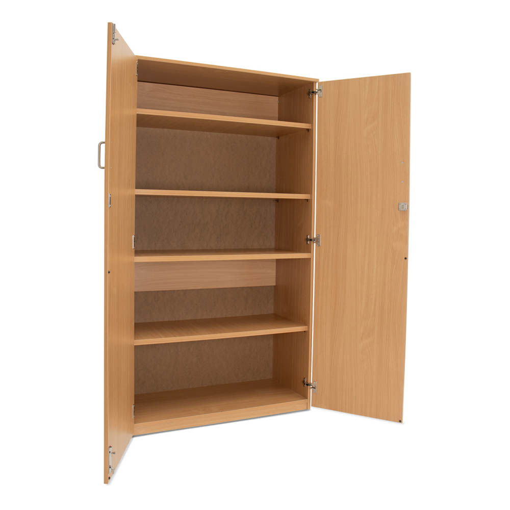 Storage Cupboard Beech with Doors - 4 Adjustable Shelves/1 Fixed Shelf ...
